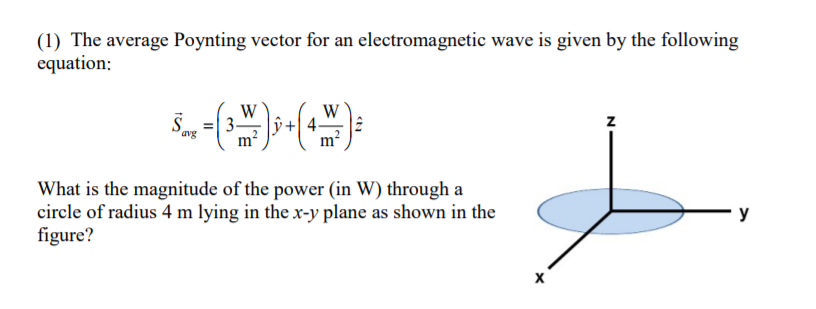 Solved (1) The average Poynting vector for an | Chegg.com