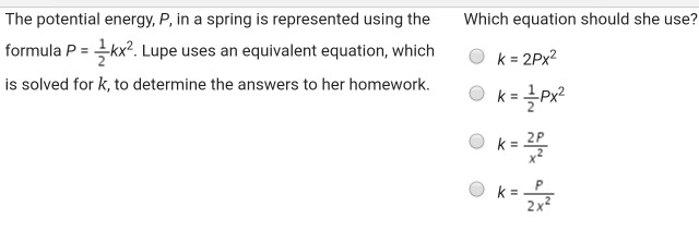 Solved The potential energy, P, in a spring is represented | Chegg.com