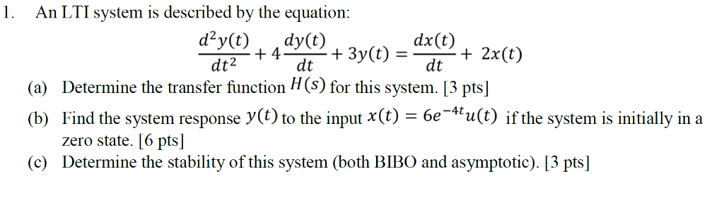 Solved An LTI system is described by the equation: | Chegg.com
