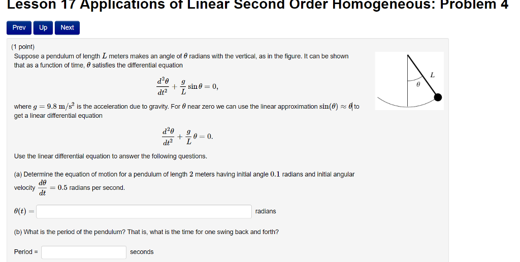 Solved Lesson 17 Applications of Linear Second Order | Chegg.com