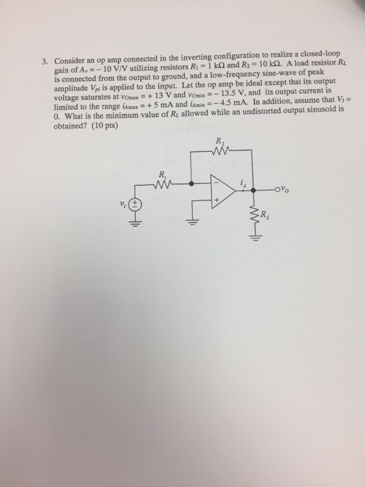 Solved Consider an op amp connected in the inverting | Chegg.com