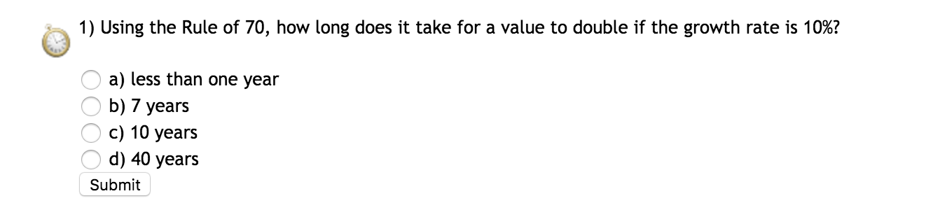 Solved Using the Rule of 70, how long does it take for a | Chegg.com