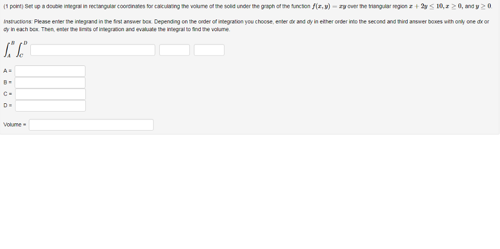 Solved Set up a double integral in rectangular coordinates | Chegg.com