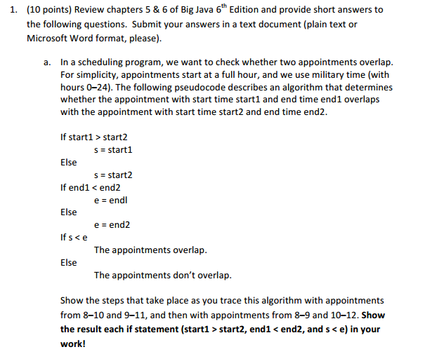 Solved Review chapters 5 & 6 of Big Java 6^th Edition and | Chegg.com