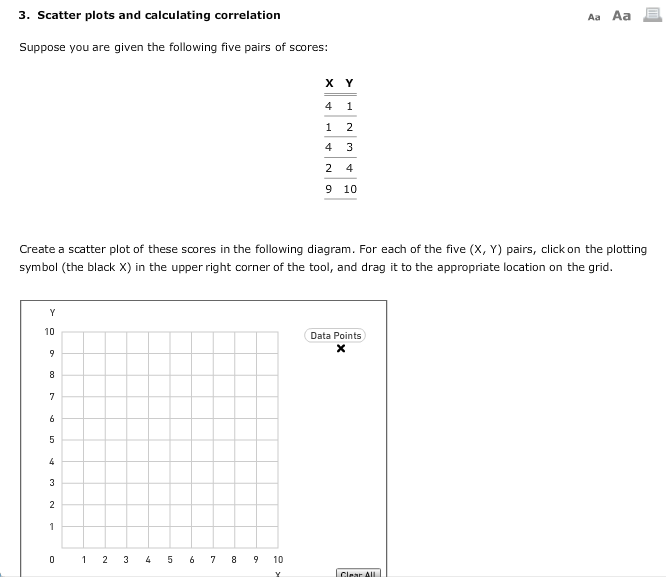 Solved Aa Aa El 3. Scatter plots and calculating correlation | Chegg.com