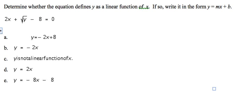 Solved Determine whether the equation defines y as a linear | Chegg.com