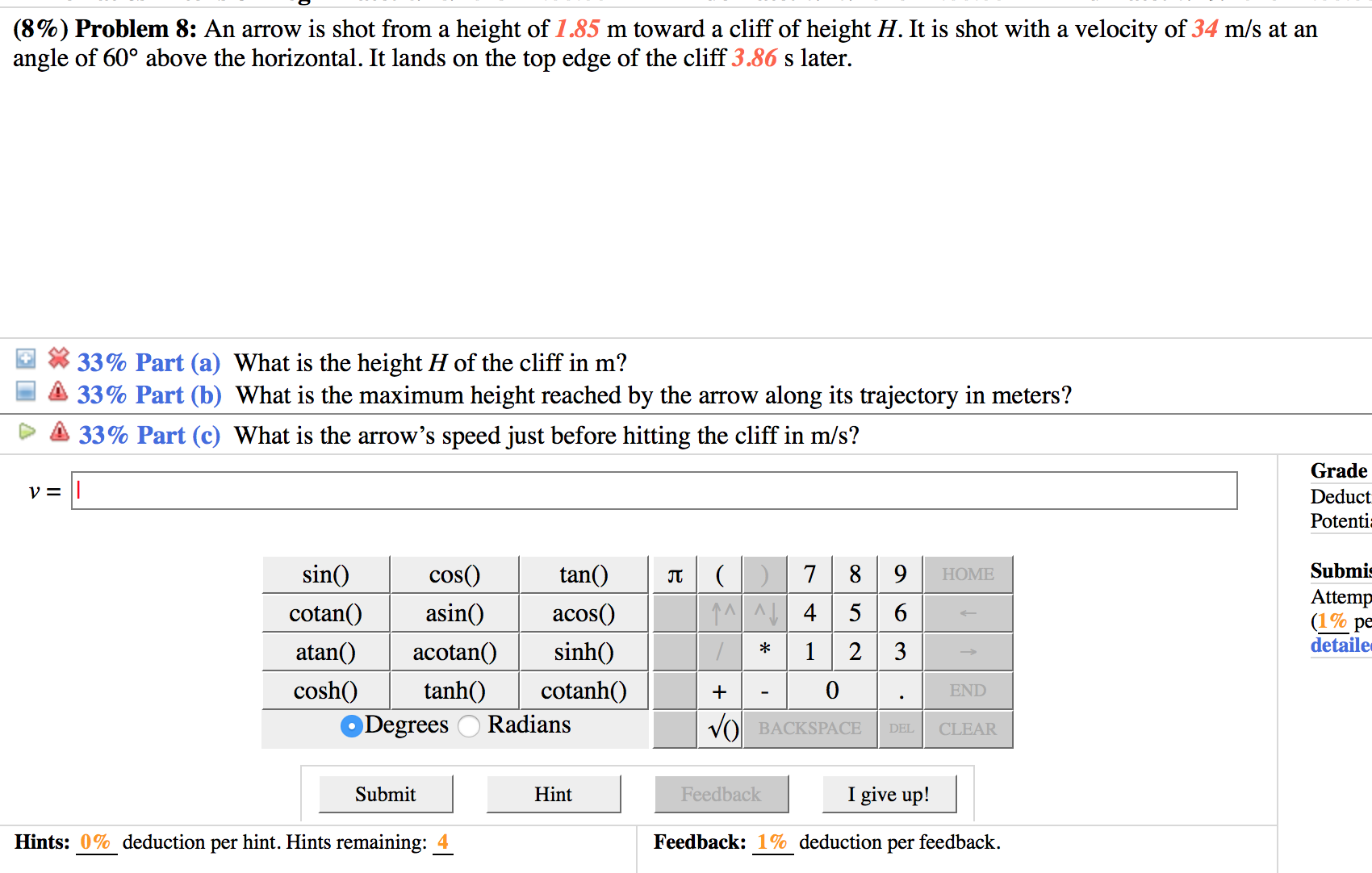 Solved An arrow is shot from a height of 1.85 m toward a | Chegg.com
