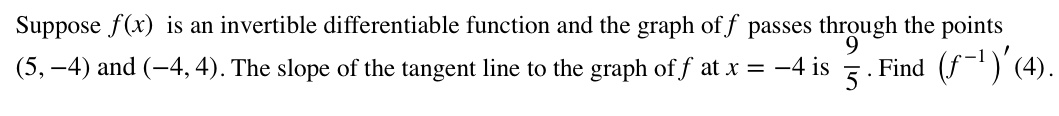 Solved Suppose f(x) is an invertible differentiable function | Chegg.com