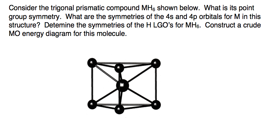 Solved Consider the trigonal prismatic compound MH_6 shown | Chegg.com