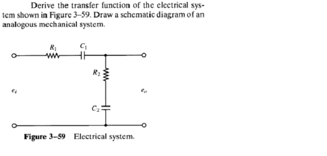 Solved Derive the transfer function of the electrical system | Chegg.com