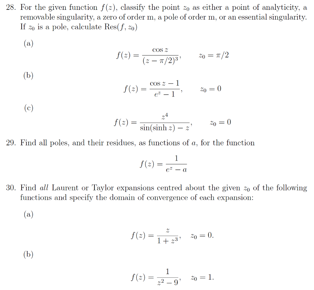 Solved 28. For the given function f (z), classify the point | Chegg.com Solved 28. For the given function f (z), classify the point | Chegg.com