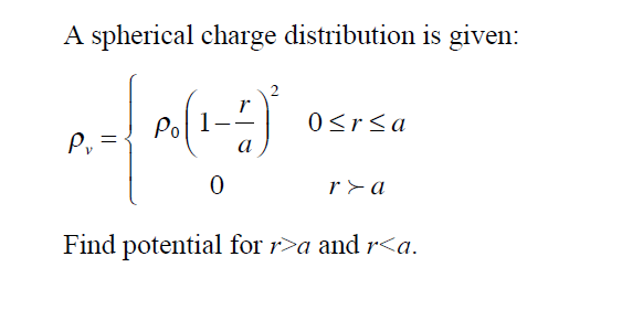 Solved A spherical charge distribution is given: Find | Chegg.com