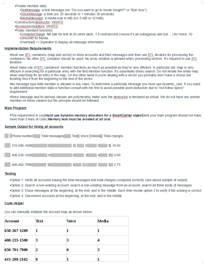 Solved Program Specifications This is to implement an | Chegg.com