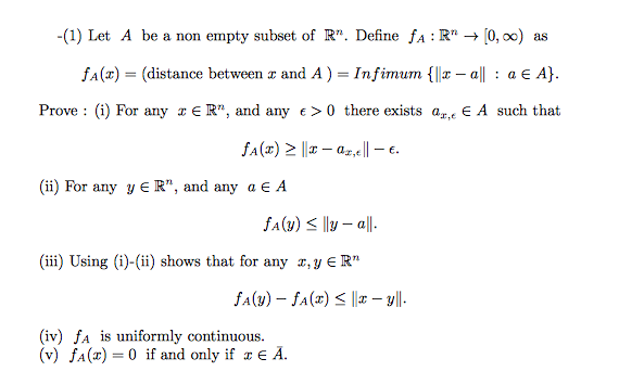 Solved Let A Be A Non Empty Subset Of Rn Define Fa Rn 1541