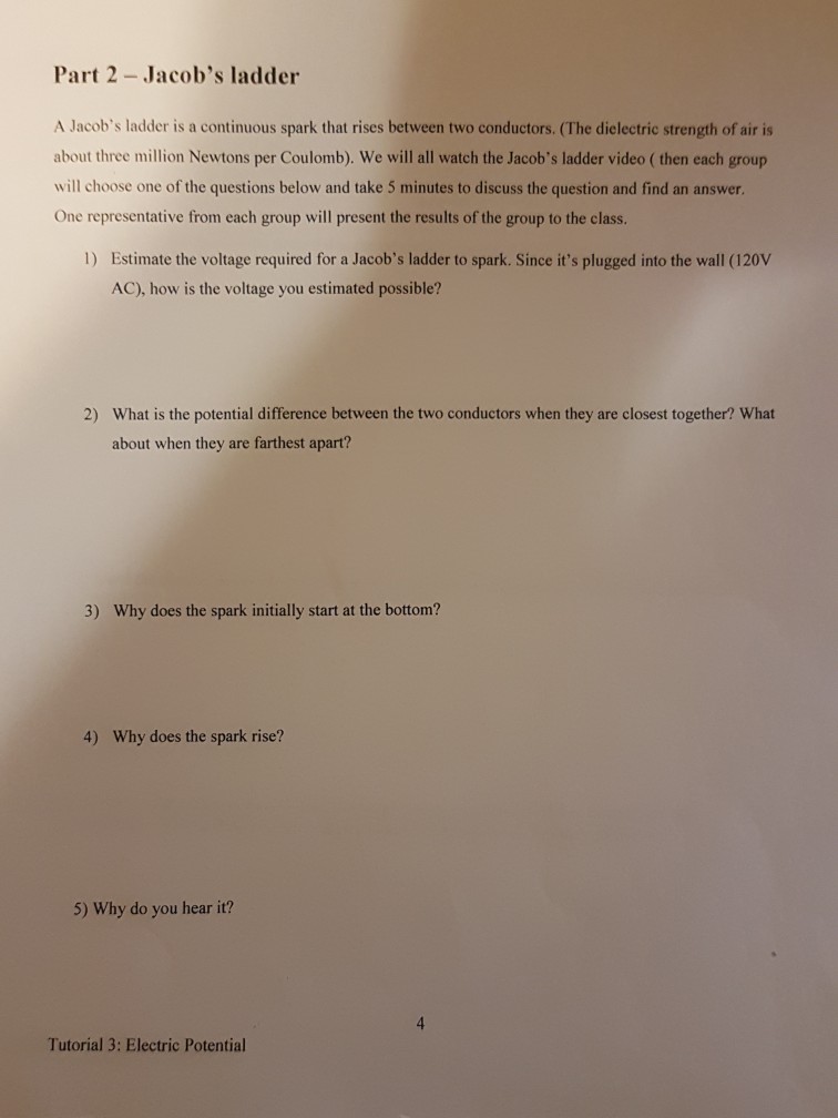 Solved Part 2- Jacob's ladder A Jacob's ladder is a | Chegg.com