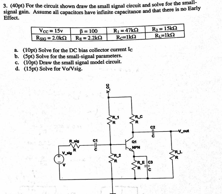 Solved For the circuit shown draw the small signal circuit | Chegg.com
