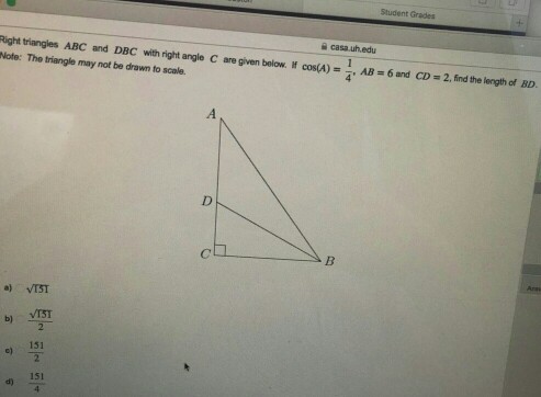Solved Student Grades casa.uh.edu Right triangles ABC and | Chegg.com