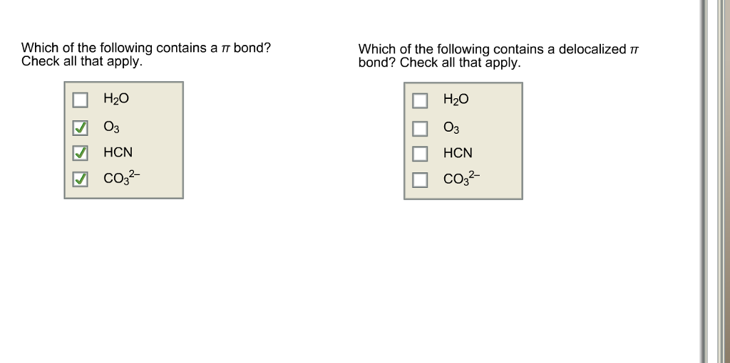 Solved Which of the following contains a π bond? Check all | Chegg.com