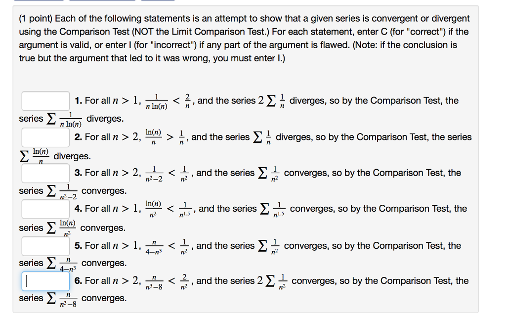 Solved (1 point) Each of the following statements is an | Chegg.com