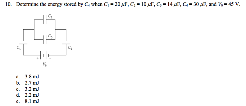 Solved Determine the energy stored by c4 when c1 = 20 mu F, | Chegg.com