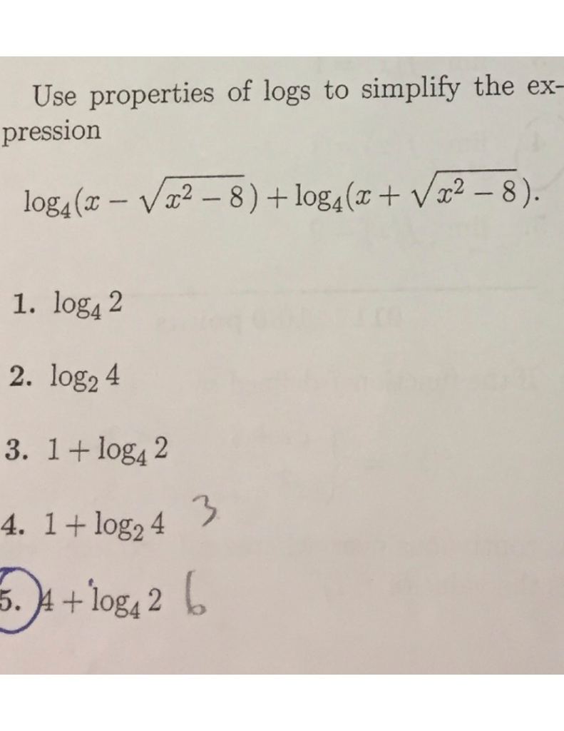 Solved Use properties of logs to simplify the ex- pression | Chegg.com