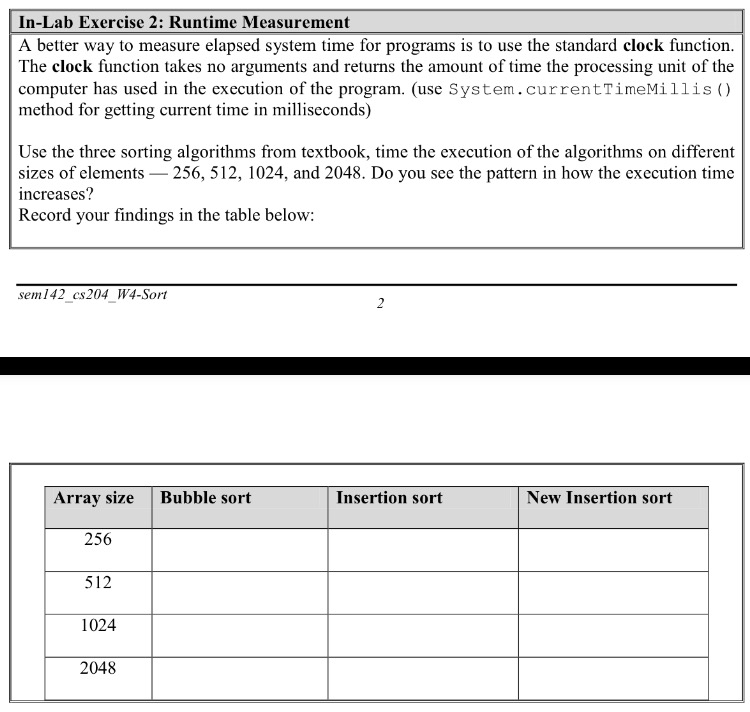 Solved In-Lab Exercise 2: Runtime Measurement A better way | Chegg.com
