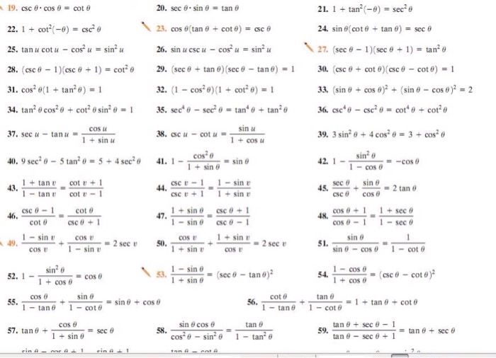 Solved csc theta cdot cos theta = cot theta 20. sec theta | Chegg.com
