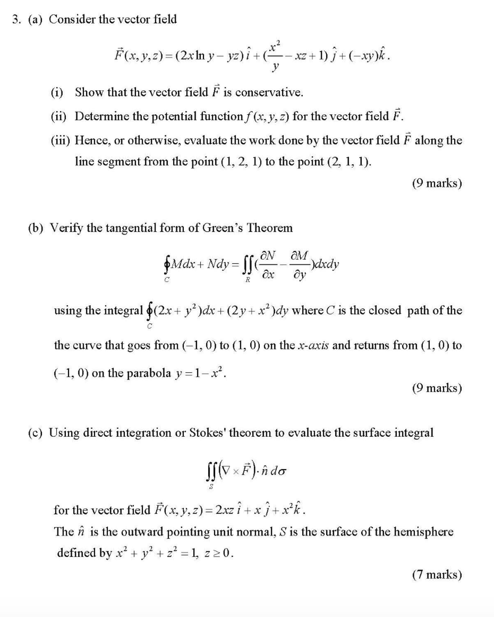 Solved Consider the vector field F^rightarrow(x, y, z) = | Chegg.com
