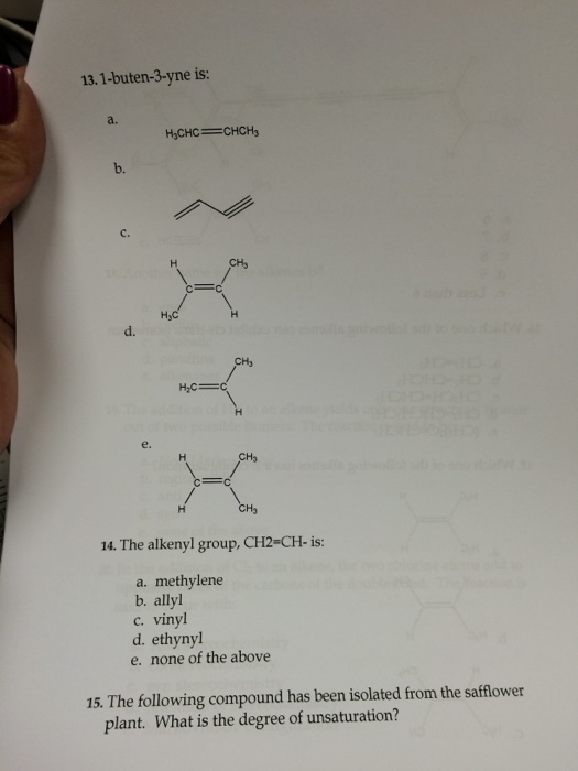 Solved 1-buten-3-yne is: The alkenyl group, CH2=CH- is: | Chegg.com