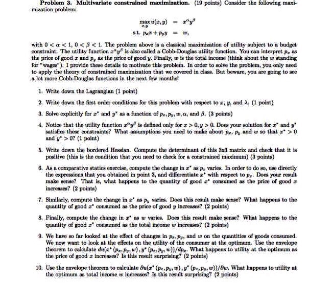 Solved Consider The Following Maximization Problem Max Ux 