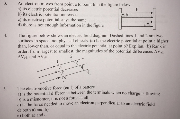 Solved An electron moves from point a to point b in the | Chegg.com