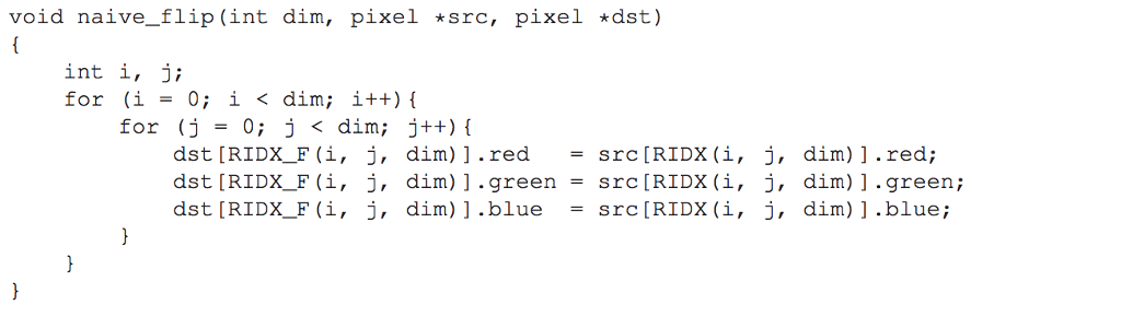 Solved void naive_flip(int dim, pixel *src, pixel *dst) int | Chegg.com