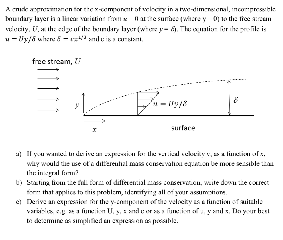 Solved A crude approximation for the x-component of velocity | Chegg.com