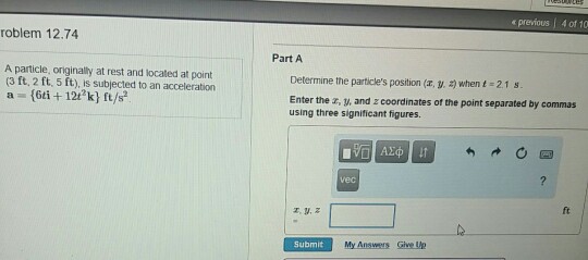 Solved A particle, originally at rest and located at point | Chegg.com