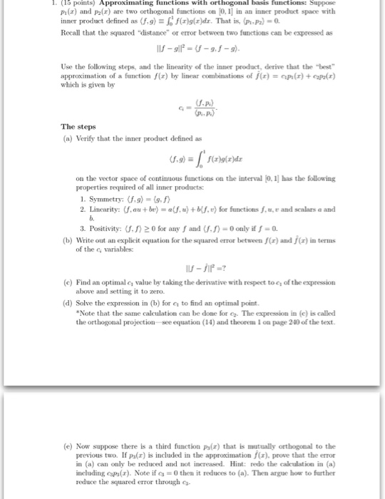 Solved Approximating Functions With Orthogonal Basis