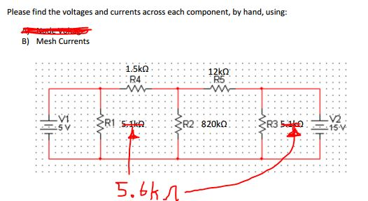 Solved Find the voltages and currents across each component, | Chegg.com