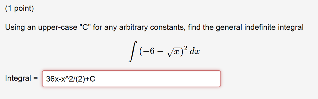 Solved (1 point) Using an upper-case "C" for any arbitrary | Chegg.com