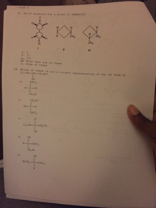 Solved Which molecule has a plane of symmetry? Which of | Chegg.com