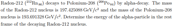 Solved Radon-212 (212Rnsa) decays to Polonium-208 (20SPo4) | Chegg.com