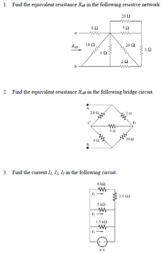 Solved 1. Find the equivalent resistance Rab in the | Chegg.com Solved 1. Find the equivalent resistance Rab in the | Chegg.com