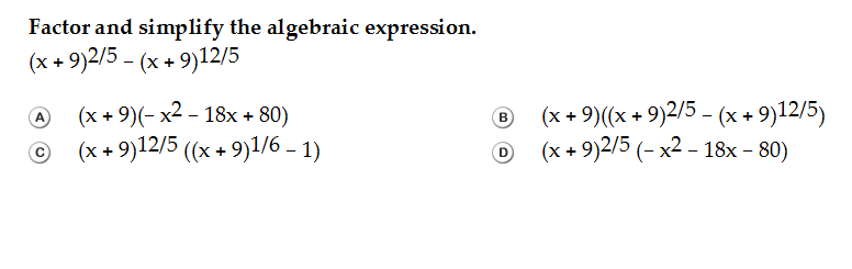 Solved Factor and simplify the algebraic expression. | Chegg.com