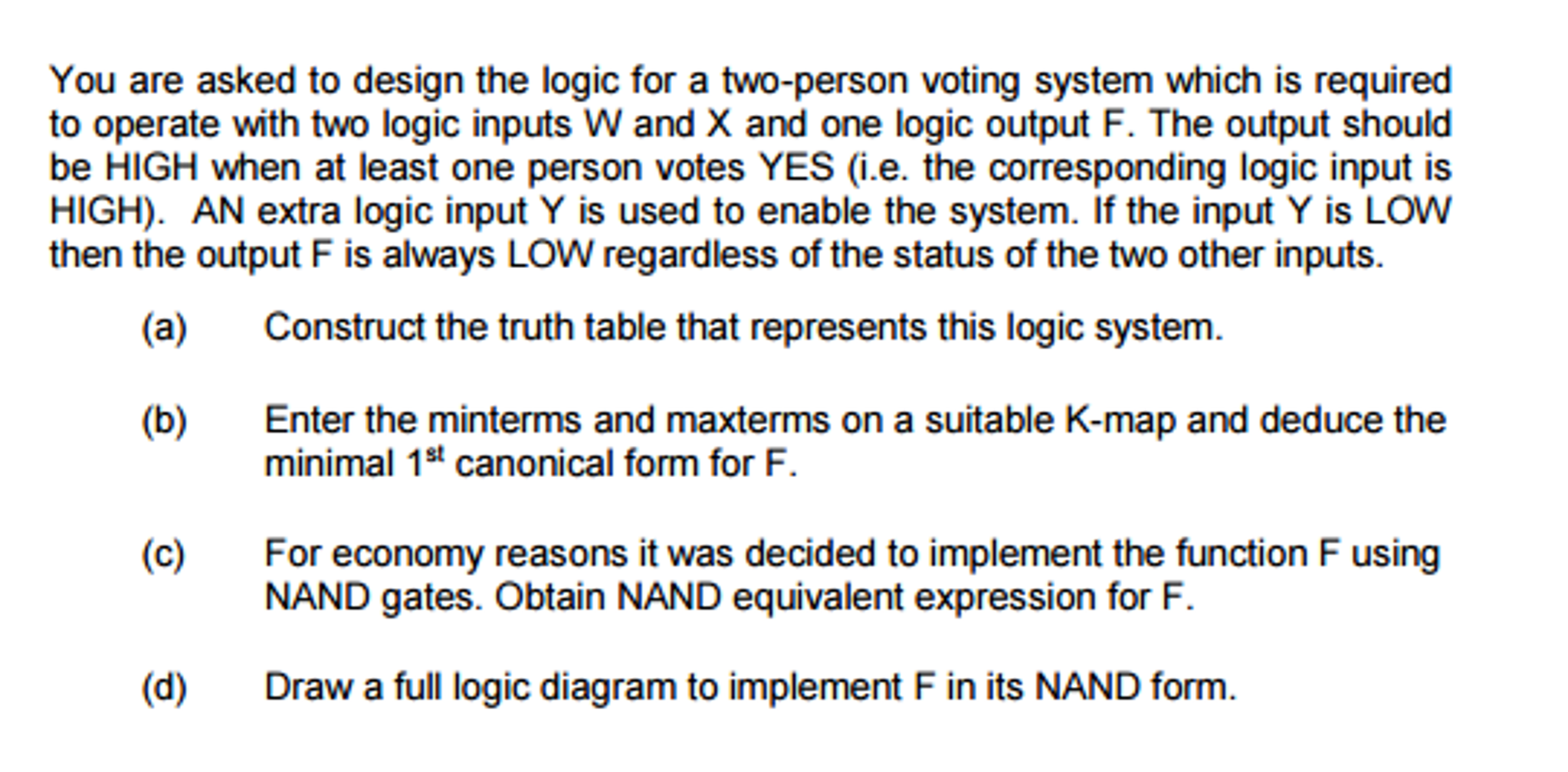 Solved You are asked to design the logic for a two-person | Chegg.com