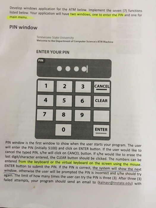 Solved Develop windows application for the ATM below. | Chegg.com