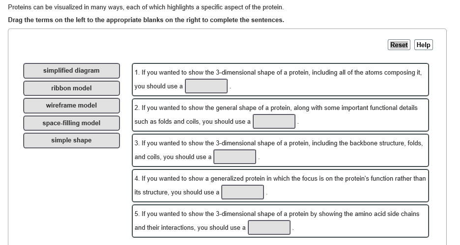 Solved Proteins can be visualized in many ways, each of | Chegg.com Solved Proteins can be visualized in many ways, each of | Chegg.com