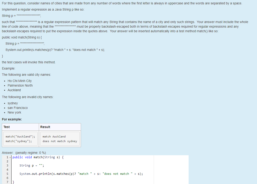 Solved For this question, consider names of cities that are | Chegg.com