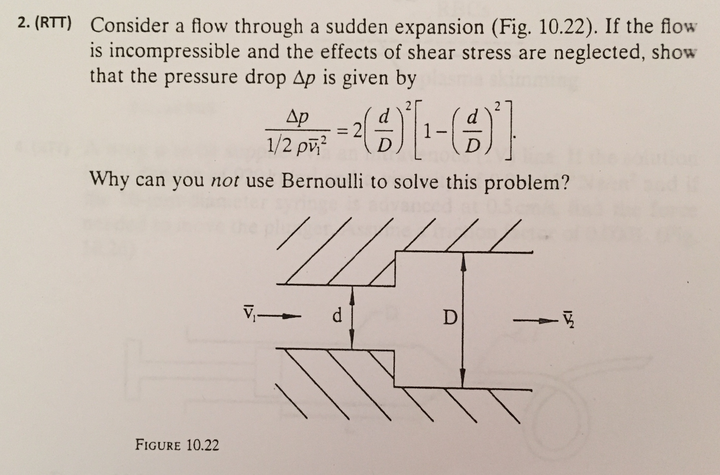 2. (RTT) Consider a flow through a sudden expansion | Chegg.com