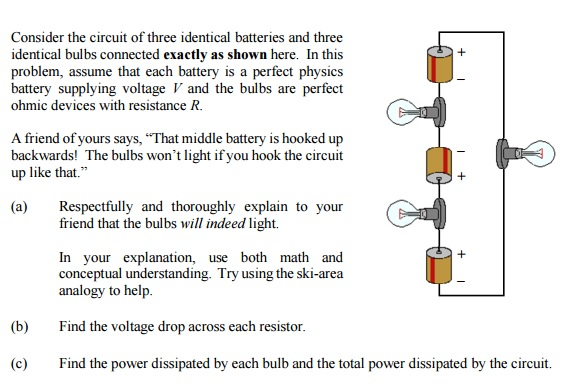 Solved Consider the circuit of three identical batteries and | Chegg.com