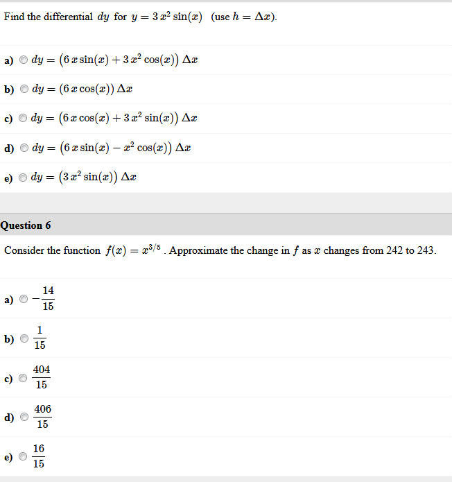 Solved Find the differential dy for y= 3x2 sin(2) (use h = | Chegg.com