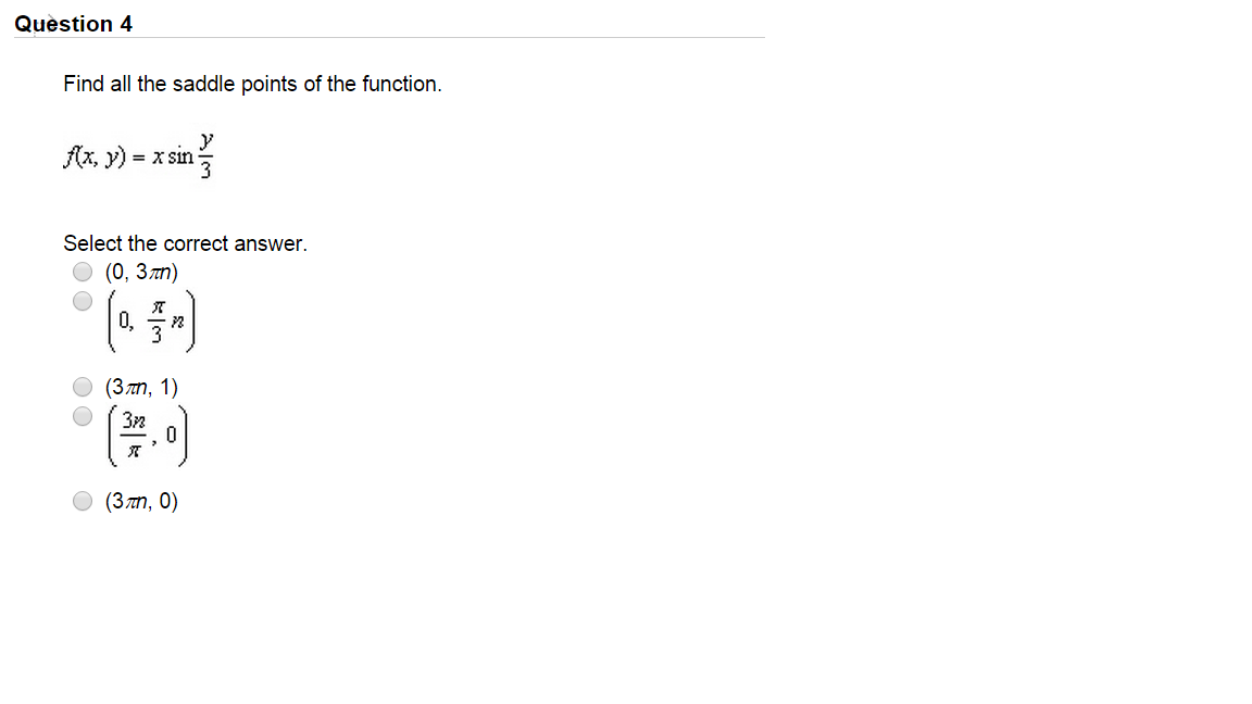 Solved Find all the saddle points of the function. f(x,y) = | Chegg.com