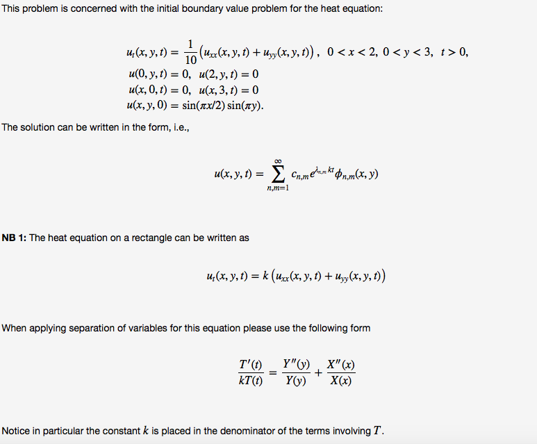 Solved This problem is concerned with the initial boundary | Chegg.com
